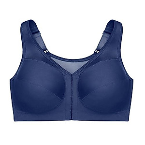Glamorise Full Figure Plus Size MagicLift Front-Closure Posture Back Bra Wirefree #1265 Blue 40K