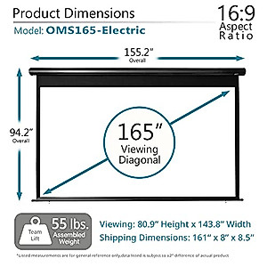 Elite Screens Yard Master Electric 165" Outdoor Motorized Projector Screen 16:9, Rain Water Protection Wireless Remote Control 8K 4K Ultra HD 3D Movie Theater Automatic Projection | OMS165H-ELECTRIC