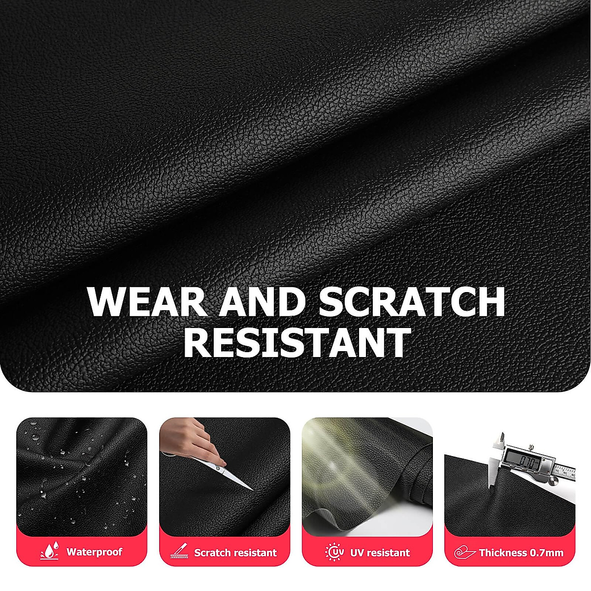 K-Musculo Vinyl Fabric, Marine Faux Leather Upholstery, for Upholstery Crafts, DIY Sewings, Sofa, Handbag, Earrings, Hair Bows Decorations (Black 54'' X 12'' inch 1Ft)