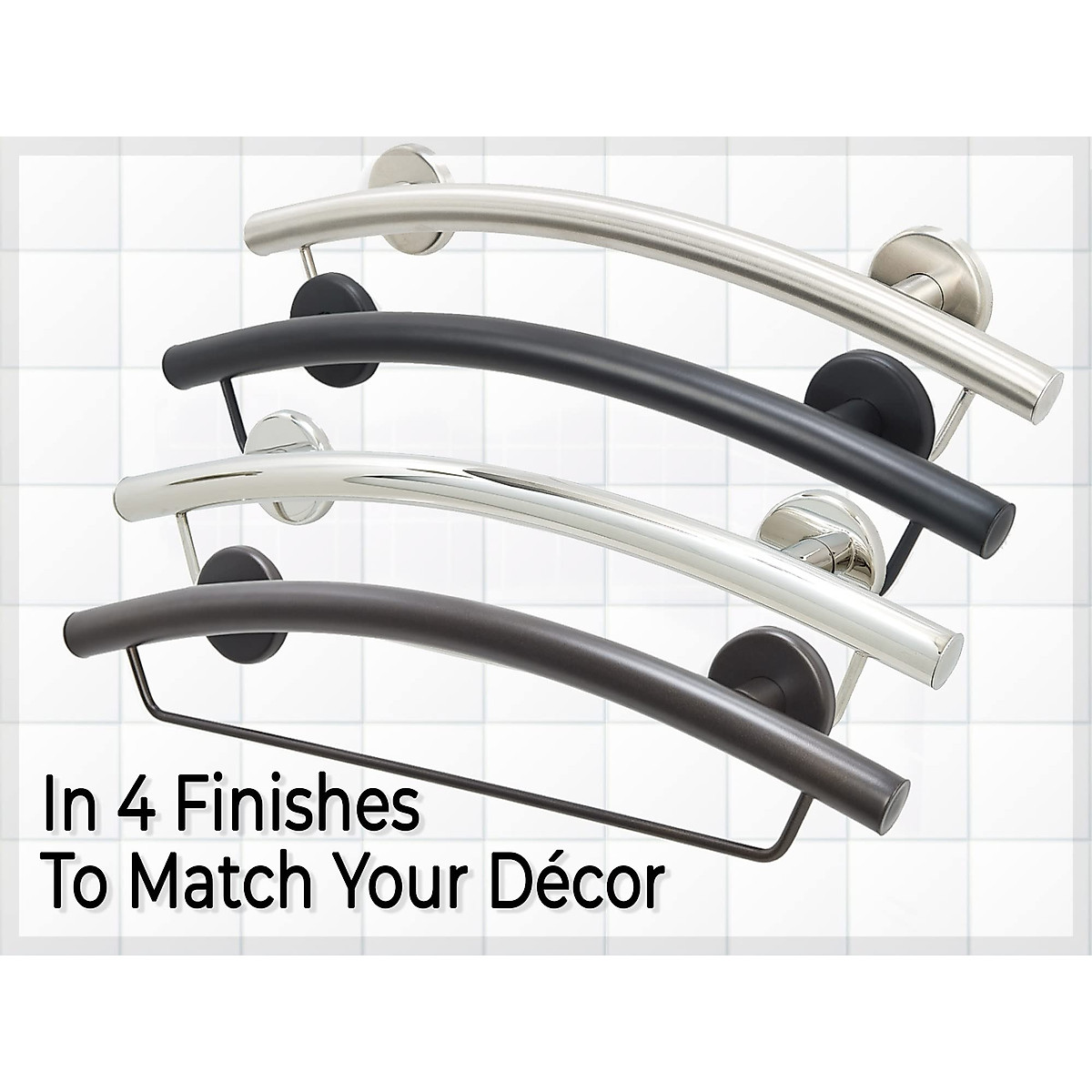 Curved Grab Bar and Towel Rack for Bathroom Shower Kitchen/304 Stainless Steel/Brush Finish/ 24"x 5"