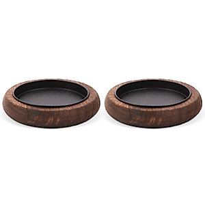 Hatway Wood Candle Holder Farmhouse Decor Wooden Pillar Candles Tray for Table Centerpiece Small Decorative Tray Riser Round Wooden Plate Pedestal Stand for Coffee Table for Christmas Decor Mu-2