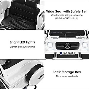 Costzon Ride on Car, Licensed Mercedes-Benz Maybach, 12V Battery Powered Vehicle Toy w/ 2 Motors, Remote Control, 3 Speeds, Lights, Horn, Music, Aux, Storage, Truck, Electric Car for Kids (White)
