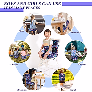 Toddler Booster Seat for Dining Table, Dinosaur Booster Seat for Table with Backrest and Adjustable Seat Belts Non-Slip Bottom Portable Booster Seat Increasing Cushion for Kid Baby Eating Travel Home