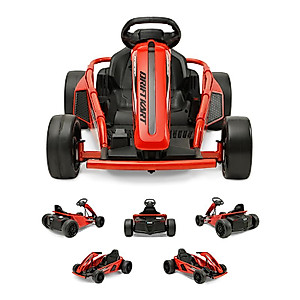 Hyper 24V Ride-On Electric Go Kart for Kids 8-14 Years, 3-Speed Setting with Drift Kart Mode, Foot Accelerated Pedal, Up to 9MPH Speed, 154 Lbs Max Weight, Ergonomic Seat & Sturdy Steel Frame, Red