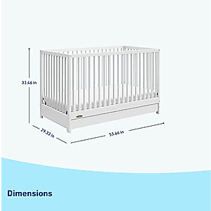 Graco Teddi 5-in-1 Convertible Crib with Drawer (White) – GREENGUARD Gold Certified, Crib with Drawer Combo, Full-Size Nursery Storage Drawer, Converts to Toddler Bed, Daybed and Full-Size Bed