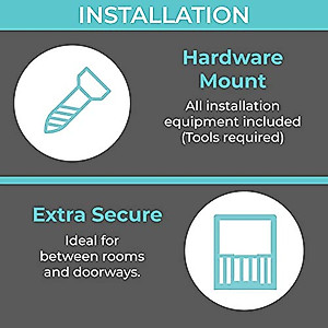 Toddleroo by North States 72” wide Deluxe Décor Baby Gate: Sturdy safety gate with one hand operation. Hardware Mount. Fits 38.3 - 72” Wide. (30" Tall, Matte Bronze)