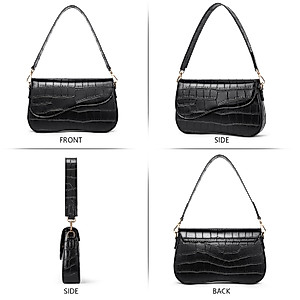 Telena Shoulder Bag for Women Shoulder Purse Vegan Leather Handbags Crossbody Purses with 2 Removable Strap Black