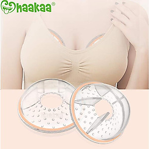haakaa Breast Milk Collector Breast Shells Breast Milk Catcher Milk Savers Nipple Shells for Breastfeeding, Reusable & Easy to be Placed Under Bras, 2 Pack