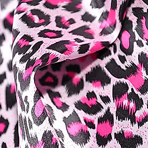 Yutone 59" Wide Satin Fabric, Leopard Skin Animal Print Design Creative Contemporary Artwork, 100% Polyester by The Yard(Pink)