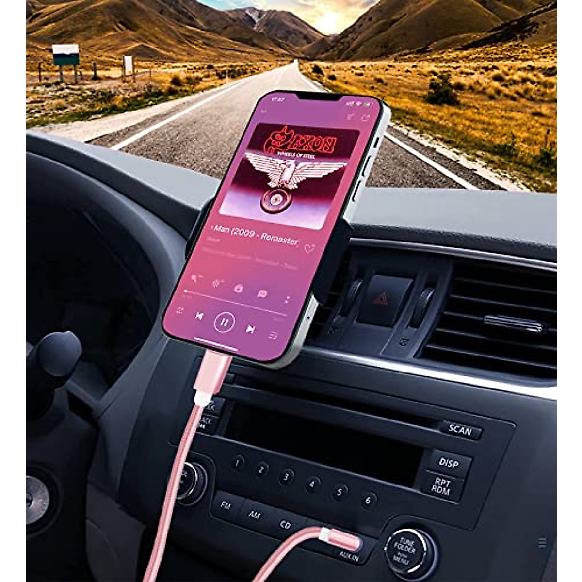 Hatuge Lightning to 3.5mm Aux Cable, Apple MFi Certified Headphone Audio Jack Cord Compatible with iPhone 14 13 12 11 XS XR X SE 8 7 6 5 iPad/iPod to Car Stereo, Speaker (Pink)