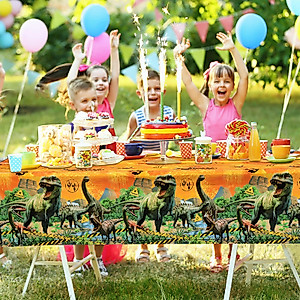 Tiamon Dinosaur Tablecloth Dinosaur Party Table Covers Dinosaur Plastic Tablecloth for Kids Adults Birthday Dinosaur Party Picnic Supplies 54 x 108 Inch (Yellow, 3 Pcs)