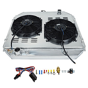 TYFYB 3 Row Core Racing Radiator+ 12" Shroud Fan+Relay kit Compatible with 1966-1979 F100 F250 F350 Br-onco V8