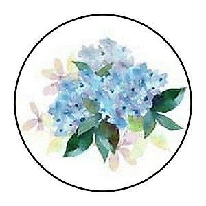 without brand Set of 48 Envelope Seals Labels Pretty Hydrangea Flower 1.2" Round