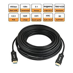 iBirdie Fiber Optic HDMI 2.1 Cable 100 Feet 31 Metre, Directional Active Cord Work on 8K 60hz, 4K 120hz, 4K 144hz, HDCP 2.3 EARC, Ultra High Speed Compatible for Apple-TV Dolby Vision Atmos PS5 4080
