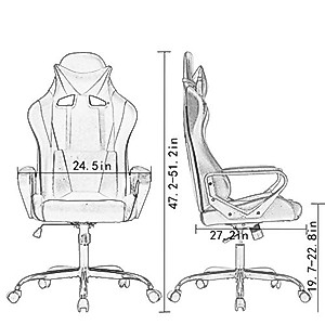 High-Back Gaming Chair PC Office Chair Computer Racing Chair PU Desk Task Chair Ergonomic Executive Swivel Rolling Chair with Lumbar Support for Back Pain Women, Men (White)