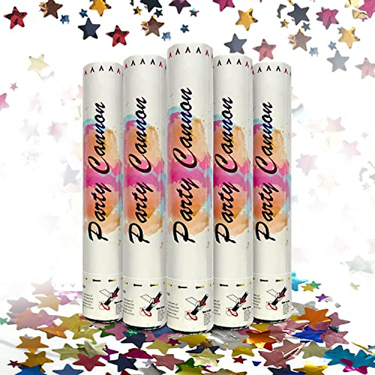 [6 Pack] 12 Inch Confetti Cannon Party Poppers Party Supplies, Air Powered | Launches 20-25ft | Celebrations, Graduation ceremony, Birthdays,Easter and Weddings