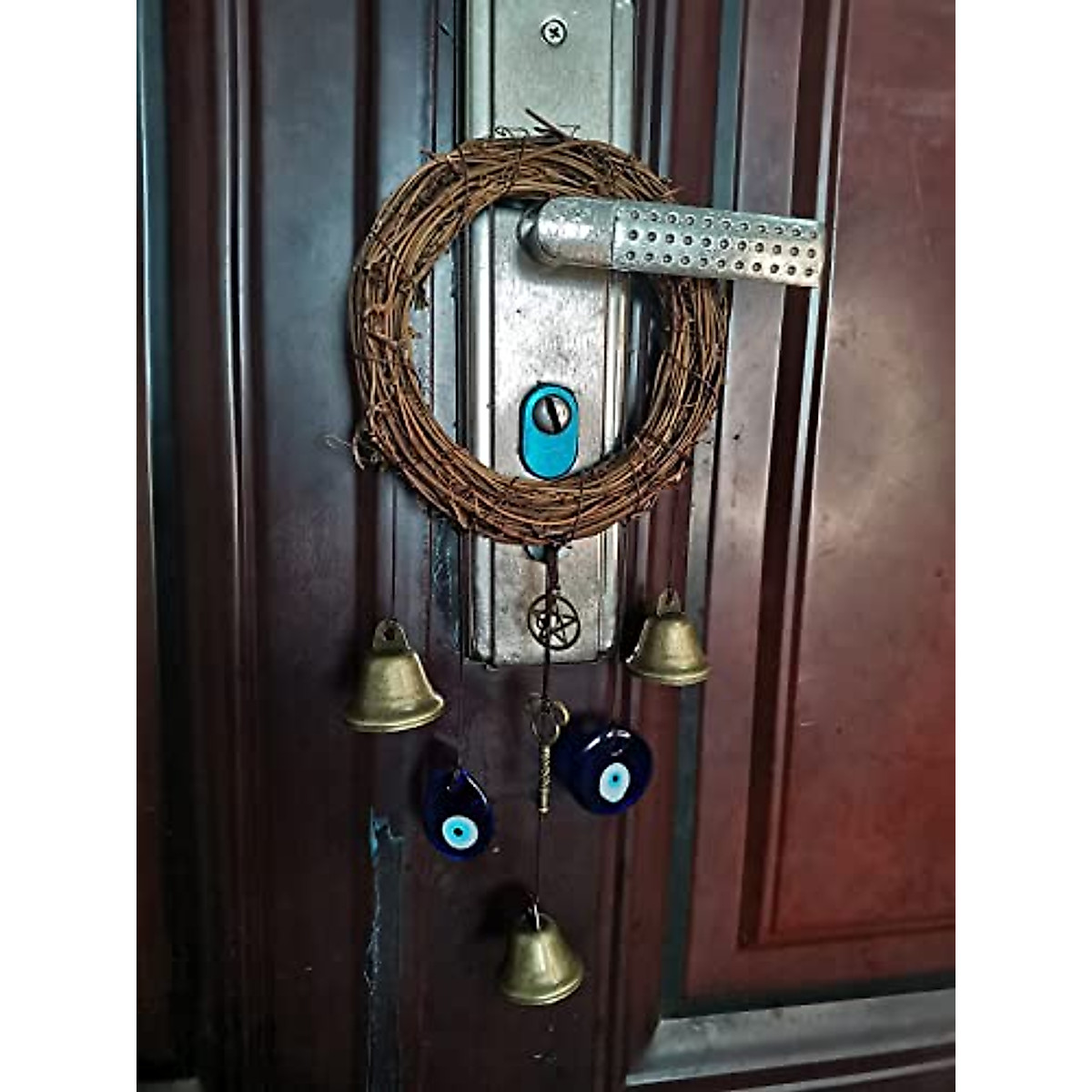 Witch Bells for Door Knob Protection,Witchy Wicca Decor Clear Negative Energies with Blue Evil Eyes for Home Garden Courtyard Decor Protection
