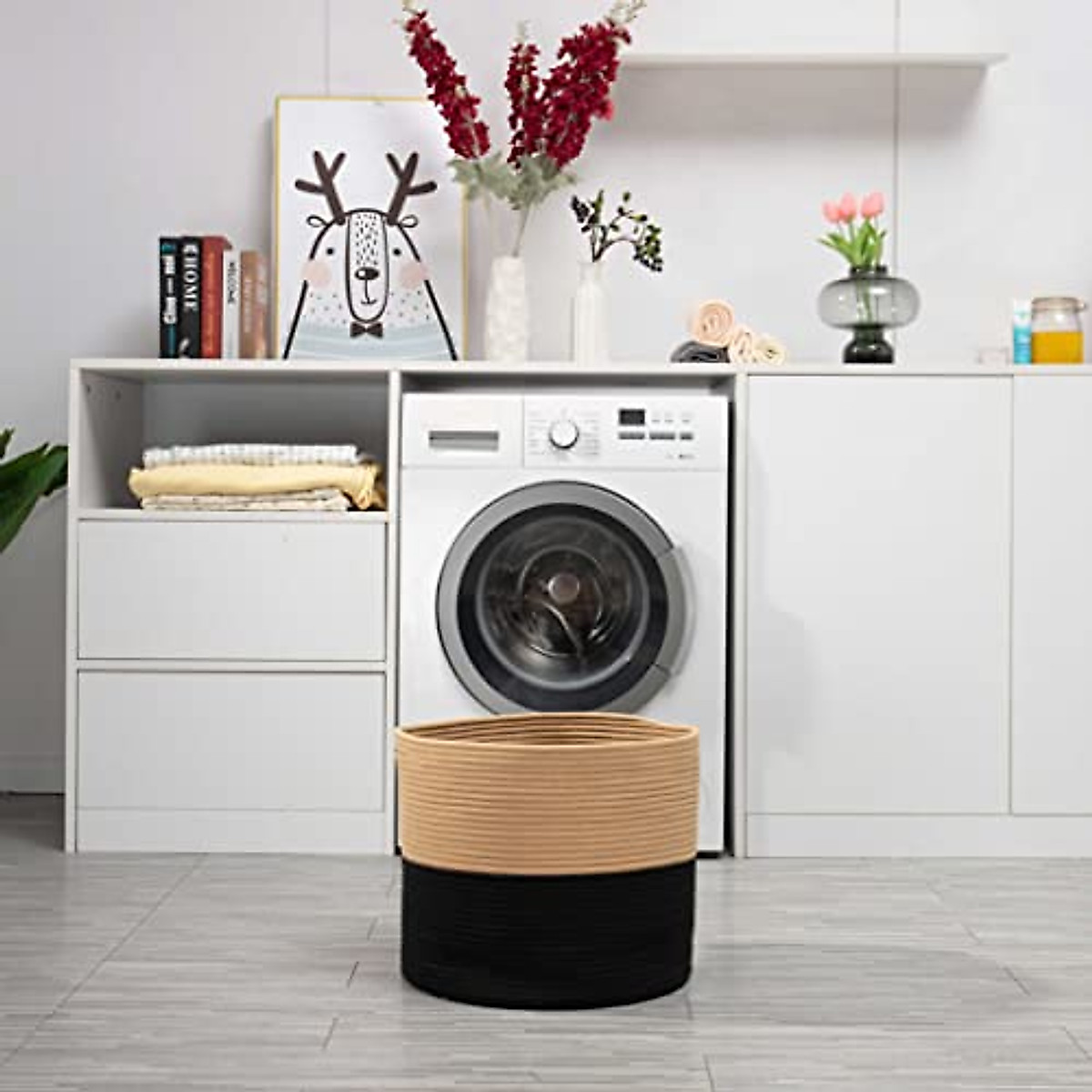 Large Rope Baskets + Set of 2 Planter Baskets - HONEY/BLACK