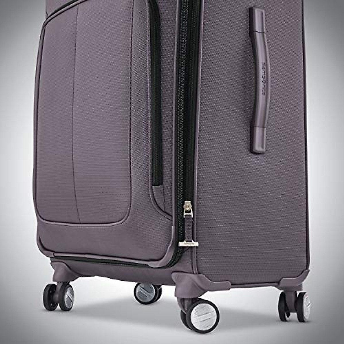 Samsonite Solyte DLX Softside Expandable Luggage with Spinner Wheels, Mineral Grey, Checked-Medium 25-Inch