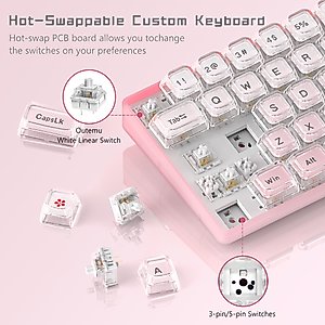 Womier W-K68 60% Keyboard Gaming - Wired Creamy Mechanical Keyboard, Hot-Swappable RGB Custom Mini Key Board with Arrow Keys/Software Supported, Prelubrication Linear Switch - Pink