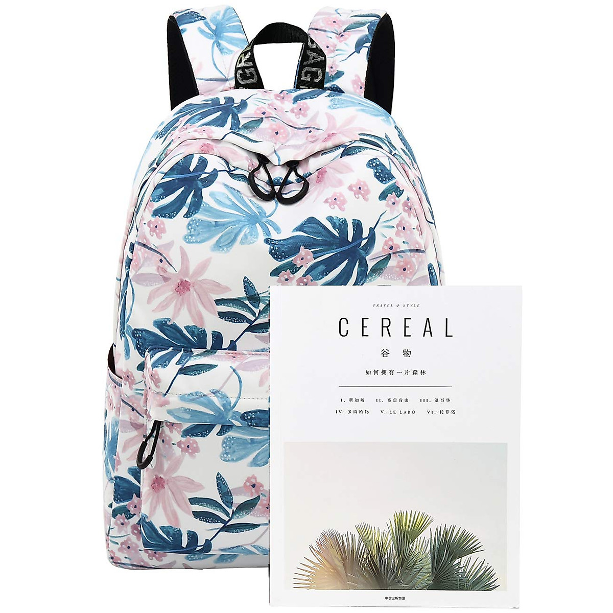 Mairle Lightweight School Bag Travel Backpack with Laptop Compartment For Teen Girls , Flowers and Leaves