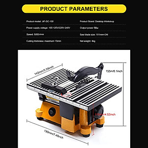 Xuthusman 4" Mini Table Saw Cutting Tool Architectural Modeling Tool DIY Manual Table Saw,With 2 Saw Blades, Suitable For Wood, Glass, Copper, Aluminum