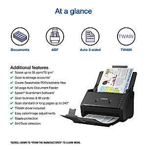 Epson Workforce ES-400 II Color Duplex Desktop Document Scanner for PC and Mac, with Auto Document Feeder (ADF). Full 1-Year Warranty (Renewed)