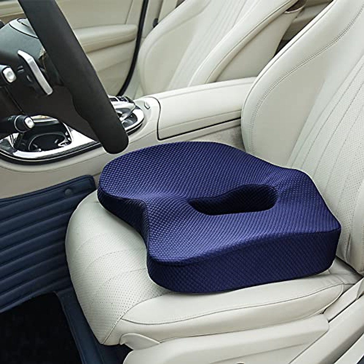 matvio Seat Cushion Pillow for Office Chair - Magnetic Fabric Inner Cover Memory Foam Coccyx Pad - Tailbone, Sciatica, Lower Back Pain Relief Cushion - Contoured Posture Corrector for Sitting