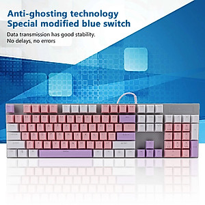 Huleo Mechanical Gaming Keyboard, 26 Backlight Modes 104key Mechanical Keyboard for PC Blue Switch