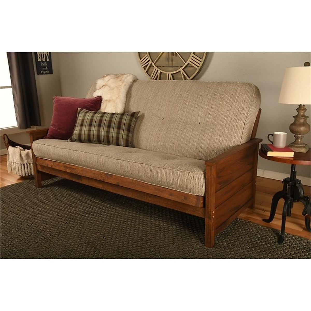 Kodiak Furniture Coil Hinged Full-Size Futon Mattress in Woodsmoke Brown-Frame Not Included