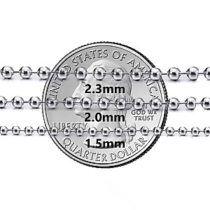 Savlano 925 Sterling Silver Italian 2.3mm Solid Bead Ball Dog Tag Chain Necklace Comes With Gift Box for Women & Men - Made in Italy (24, 2.3mm)