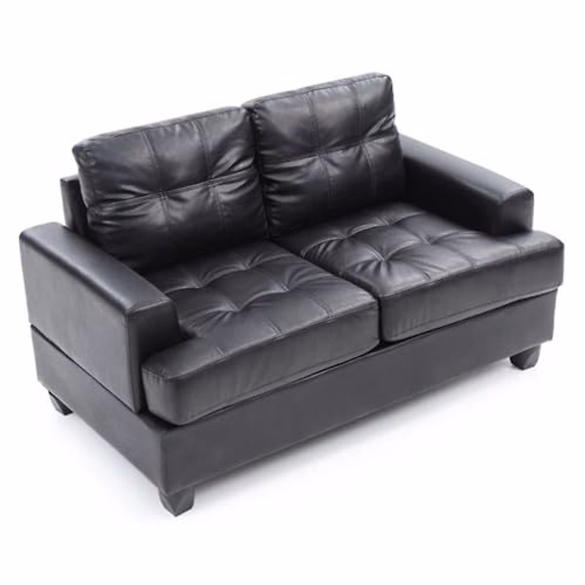 Glory Furniture Sandridge Faux Leather Loveseat in Black