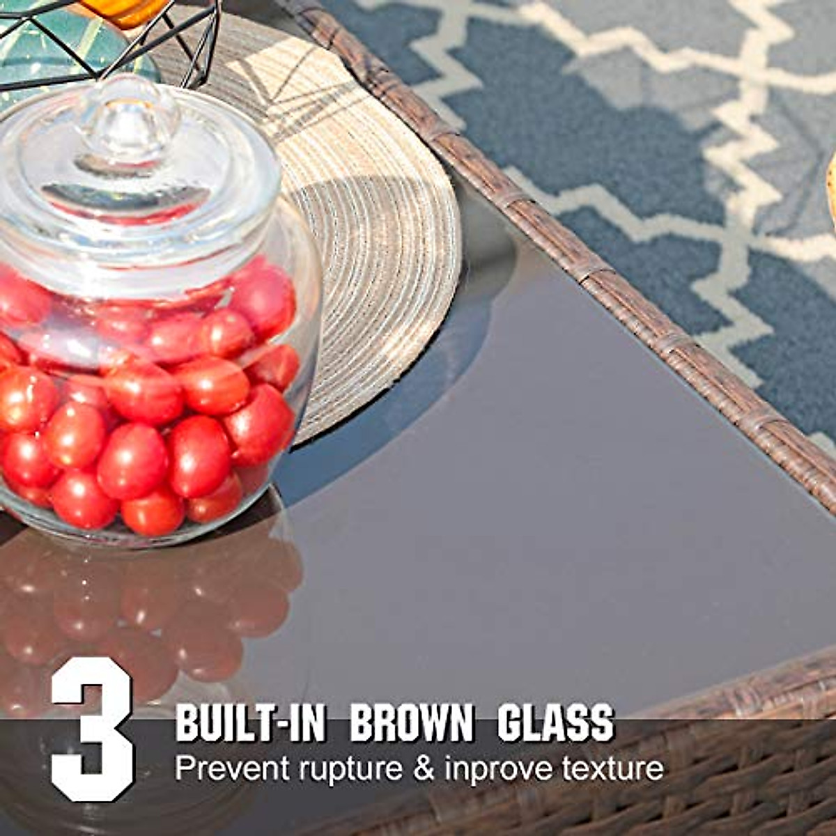 Patiorama 10 Piece Outdoor Patio Furniture Set, Patio Sectional Sofa Set, All-Weather Brown PE Wicker with Beige Cushions, Outdoor Backyard Porch Garden Poolside Balcony Furniture Sets