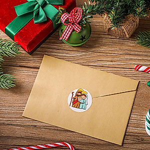 480 Pieces Religious Christmas Candy Favor Stickers Religious Stickers Christian Prayer Faith Stickers Christmas Stickers for Cards, 1.5 Inch Diameter (Cute Style)