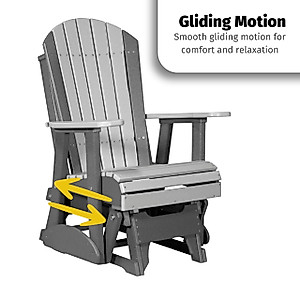 LuxCraft 2' Adirondack Glider Chair, Outdoor Glider Chair, Outdoor Glider Rocking Chair, Patio Glider Chair, Glider Chair Outdoor (Antique Mahogany)