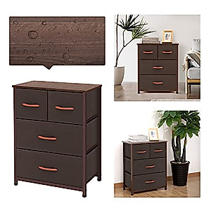 AZL1 Life Concept Dresser Storage Furniture Organizer-Large Standing Chest for Bedroom, Office, Entryway, Living Room and Closet-4 Removable Fabric Drawers, Coffee
