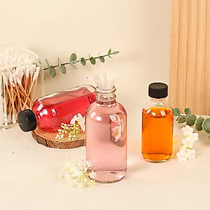 4 oz Clear Glass Bottles with Lids,15 Pack Ginger Shots Bottles Small Glass Bottles with Black Poly Cone Caps for Essential oils,120ml Boston Round Samples Bottles for Juice,Dispensing,Travel Use