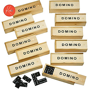 Kicko Mini Wooden Dominoes Set - 12 Pack - Miniature Classic Board Games - Small Blocks, Educational Toys, Game Tiles, Leisure Time, for Teens and Adults