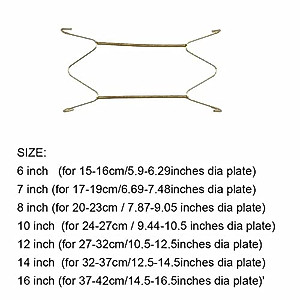 Houchu Dish Spring Holder Wall Display Plate Dish Hanger Golden Metal Hanging Securing Clip 6/7/8/10/12/14/16 Inch Hanging Hook Home Decor(10 inch)