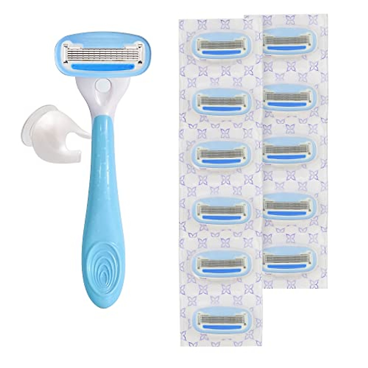 Amazon Basics 5-Blade Razor for Women, Handle, 12 Cartridges & Shower Hanger (Cartridges fit Amazon Basics Razor Handles only) (Previously Solimo)