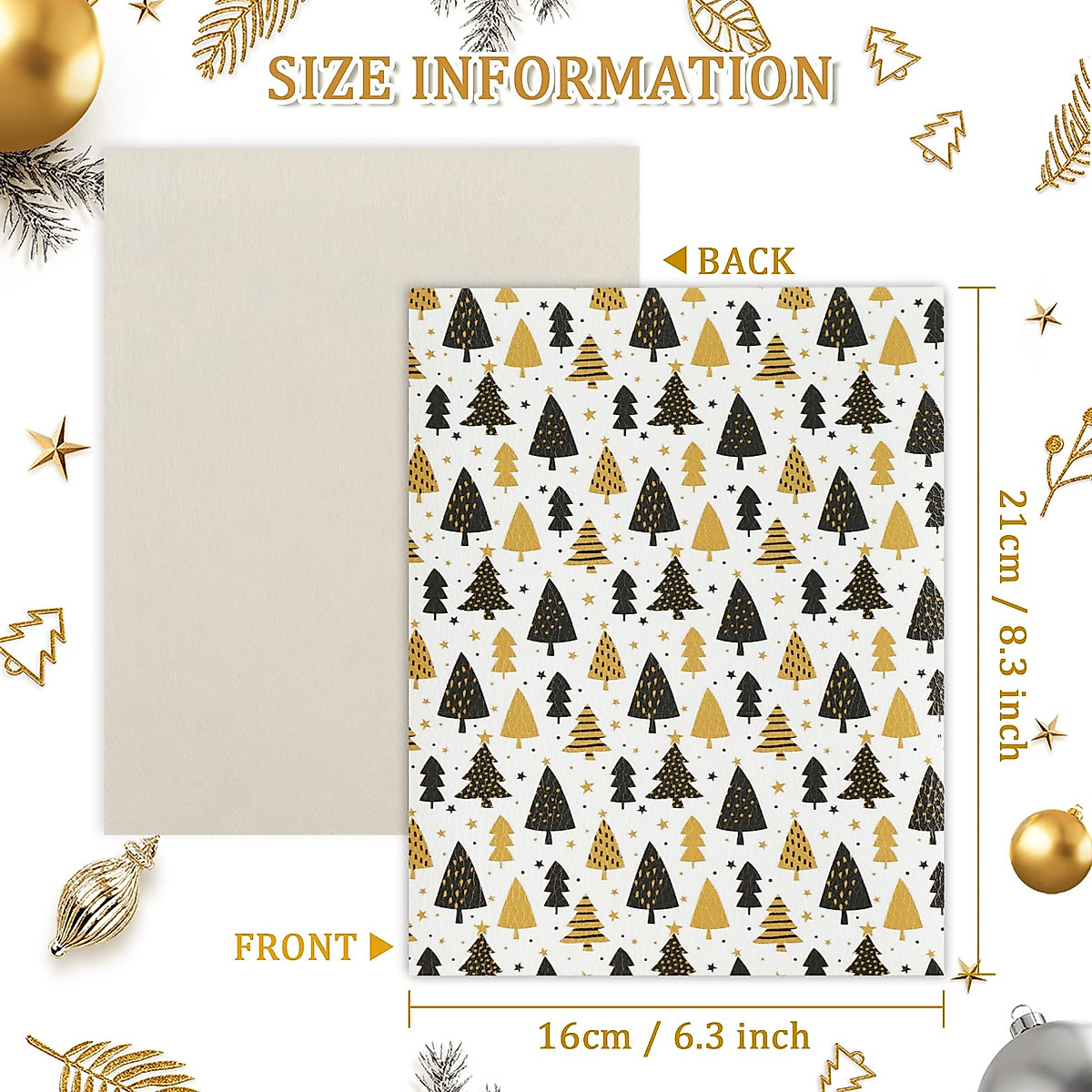 Whaline 12Pcs Christmas Faux Leather Sheet Black Gold Synthetic Leather Snowflake Reindeer Christmas Tree Pattern Glitter Fabric Crafts for Earring Hair Bow Holiday Craft Gift DIY, 8.3 x 6.3 Inch