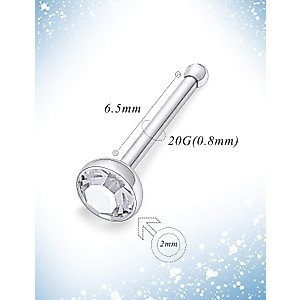 Goerhsjie Nose Rings Studs Piercings Jewelry for Women Men Surgical Steel 20g Straight Bone Shape Bar 2mm Dainty 20 Gauge Hypoallergenic Opal Nostril Aretes para La Nariz