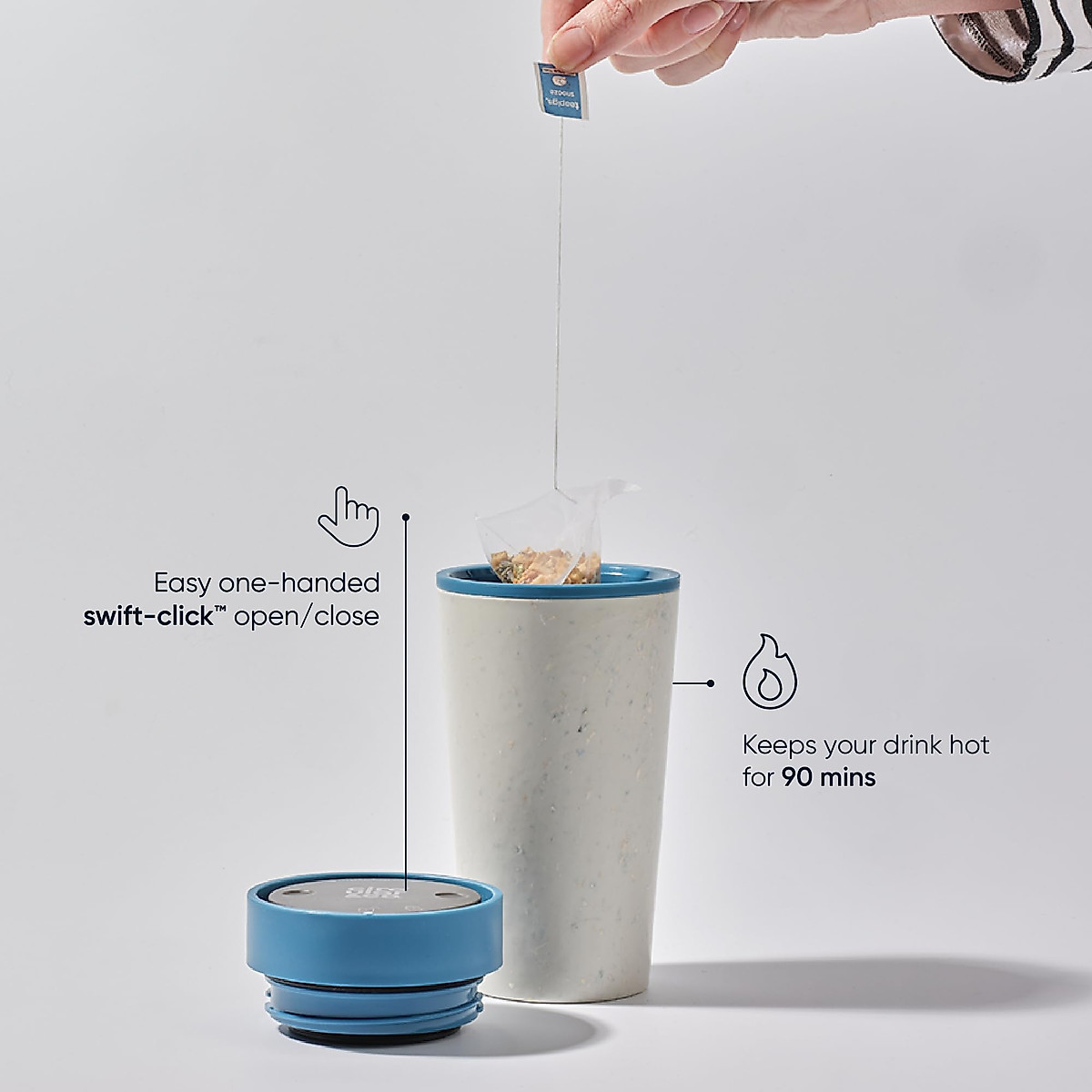 Circular & Co Insulated Reusable Coffee Cup - 8oz/227ml - Small Travel Mug - 100% Leakproof & Lockable - Push Top, One Hand Open, 360 Drinking Coffee Tumbler - Recyclable - BPA Free, Dishwasher Safe