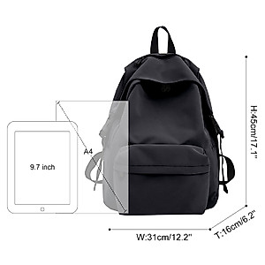 UPPACK Black Bookbag Lightweight Backpack for School Girls Middle School Bag for Boys teen Cute Aesthetic Bookbag High School for Students bag for Women Waterproof Casual Daypack for Men