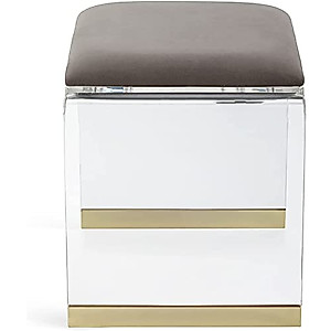 SoOSSN Clear Acrylic Stool with Padded Seat,Soft Resting Foot Stool Sofa Stool for Living Room,Modern Transparent Kitchen Stool for Kids and Aldults