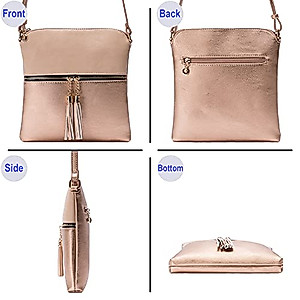 Solene Womens Lightweight Medium Crossbody Purse with Tassel, Perfect Size Crossbody Bags for Daily Use, travel - LP062 (Nude-Rose5)