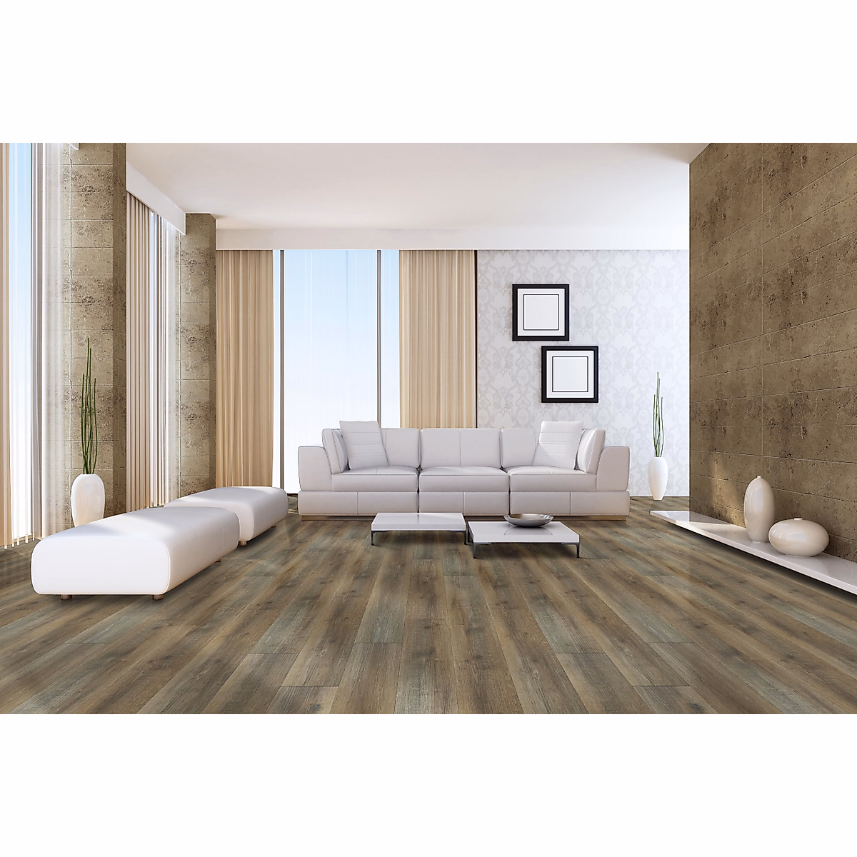 MSI XL Newlands 6 MIL x 9 in. x 60 in. Luxury Vinyl Flooring, Rigid Core Planks, LVT Tile, Click Lock Floating Floor, Waterproof LVT, Wood Grain Finish, Deveaux Brown, 1675.52 Square Feet