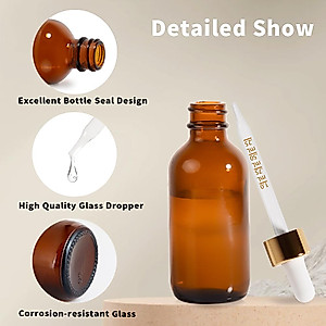 StellaCare Set of 2, 2oz Eye Dropper Bottle, Amber Glass Dropper Bottles, Empty Glass Dropper Bottles, Travel Liquid Bottles