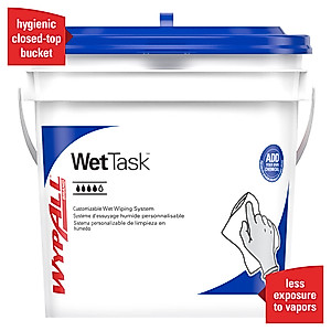 WypAll WetTask Customizable Wet Wiping System Bucket (51677), Standard Size, 4 Buckets and 4 Lids/Case