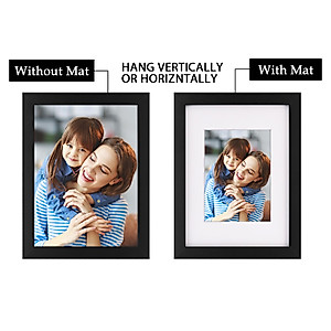 Golden State Art Picture Frame, 9x12 inches, Black, Acrylic Glass, Solid Wood, Mat for 6x8 Photos, Wall Display